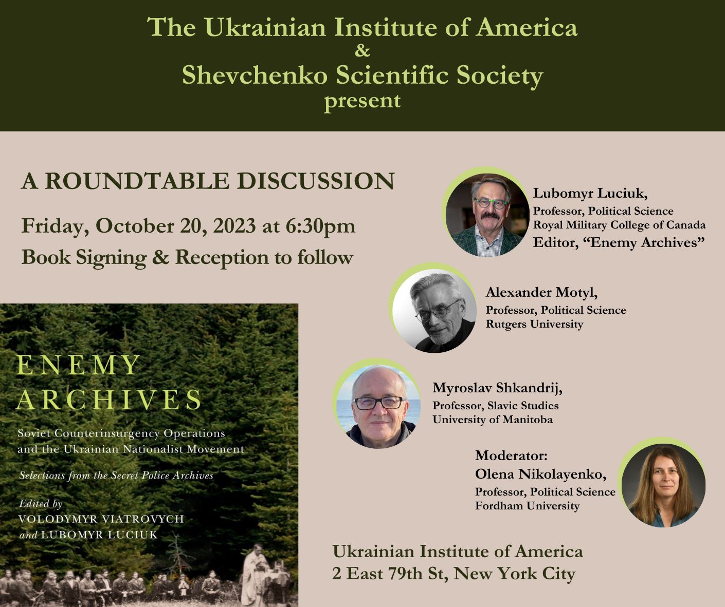 Book Launch and Roundtable Discussion “The Enemy Archives” – Shevchenko ...